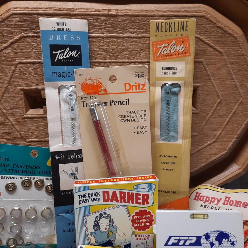 Lerner 1970s Plastic Sewing Box Including Many Vintage Sewing Notions ...