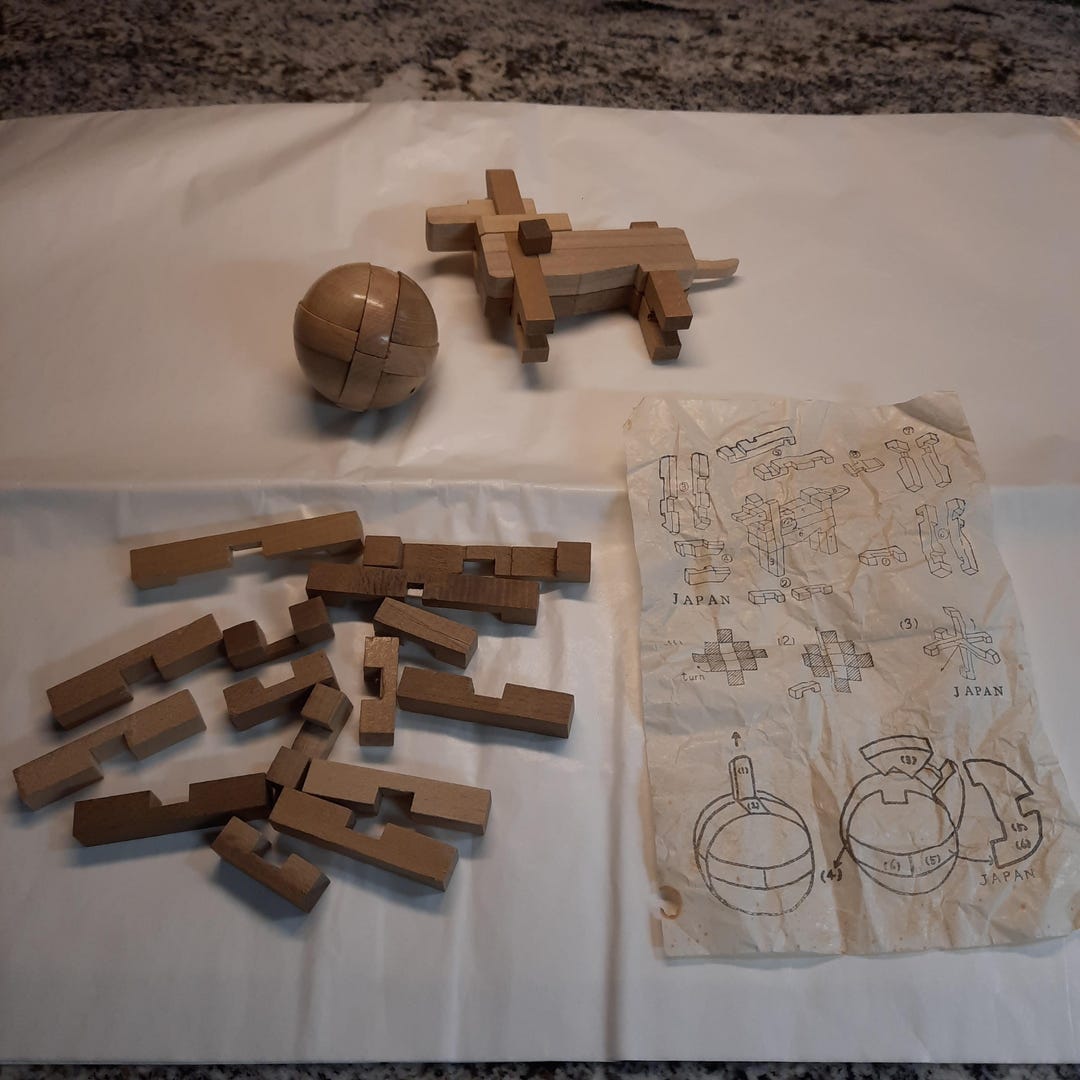 THREE Japanese Wooden 3D Burr Puzzles - Etsy