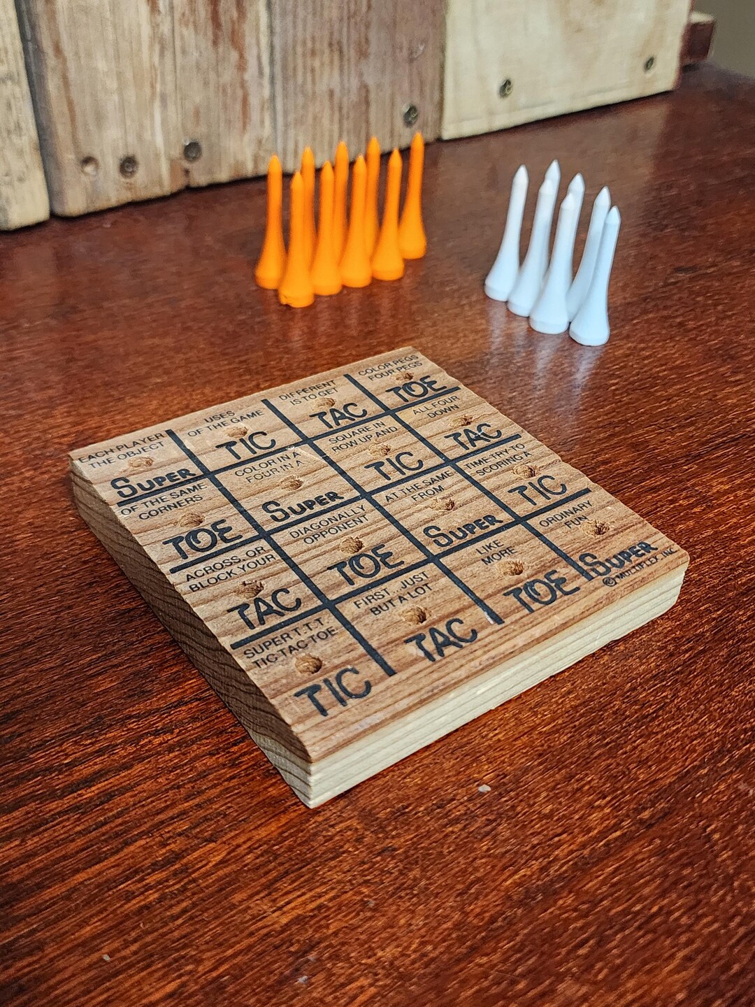 Vintage SUPER Tic Tac Toe Wooden Game Board and Pegs - Etsy