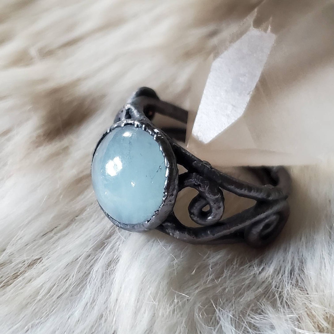 Water Fae Aquamarine Copper Electroformed Ring - Etsy