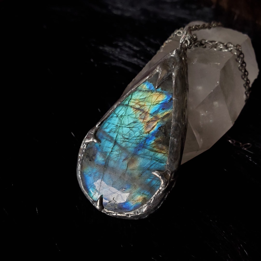 Nordic Shield - Soft Solder Pendant With Labradorite - Etsy