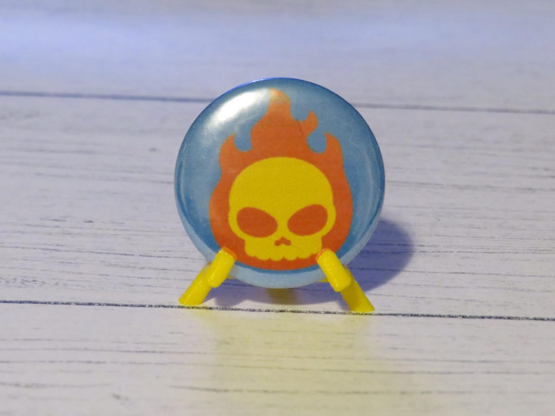 Flaming Cartoon Skull Pin 1.25 Pin-back Button - Etsy