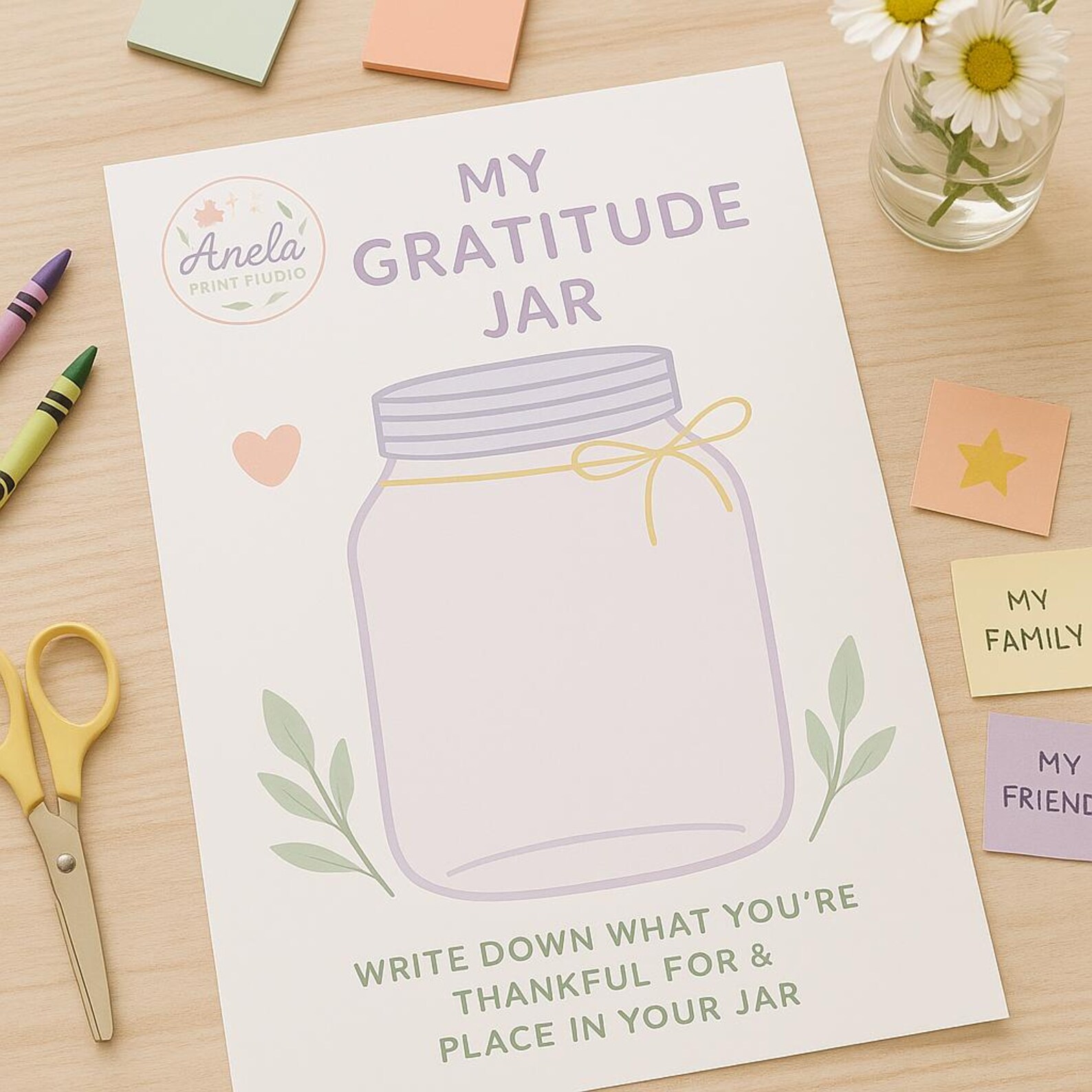 Gratitude Jar Printable | Kids' Thankful Journal Activity (PDF) - Etsy