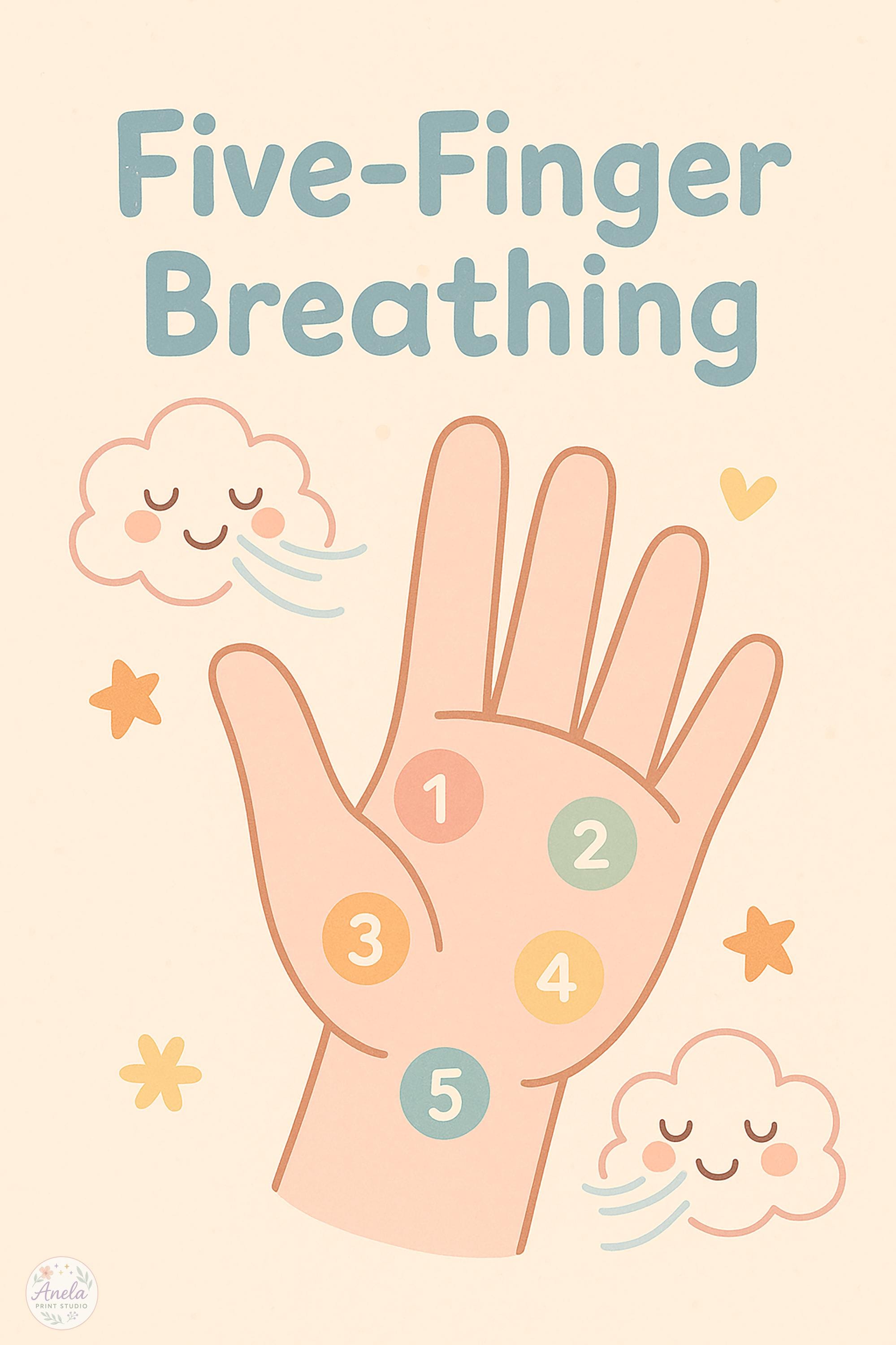 Five-finger Breathing Poster | Mindful Breathing Exercise for Kids ...