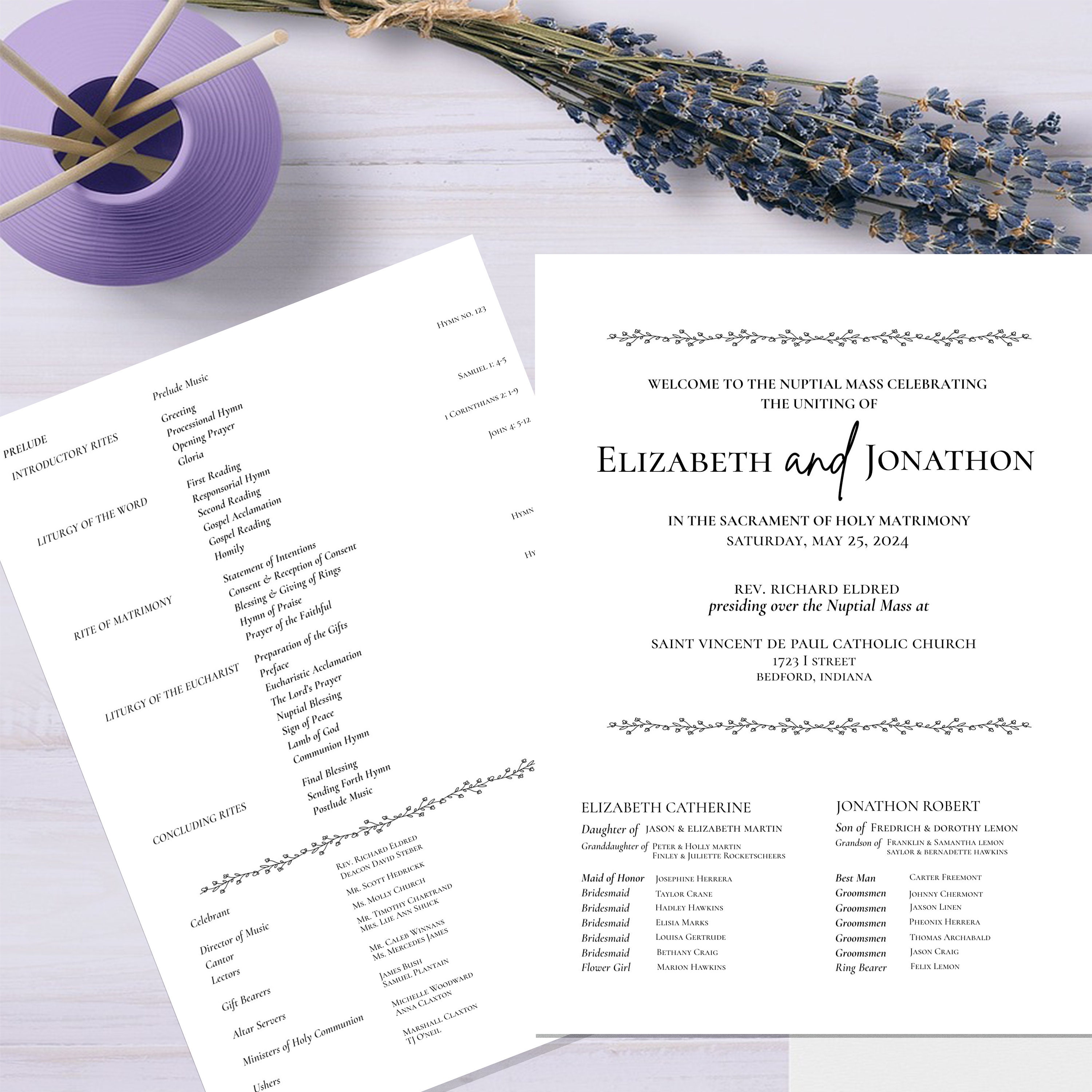 Traditional Roman Catholic Wedding Mass Program (editable Template) - Etsy