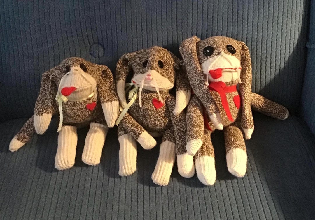 Lot of 3 Goofy Stupid Silly Sock Monkey Bunny Rabbit Creatures - Etsy