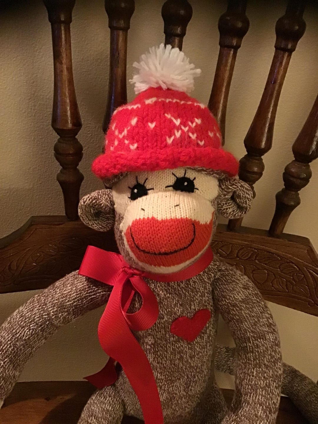 Sock Monkey Doll From Vintage Red Heel Socks Baby Safe - Etsy