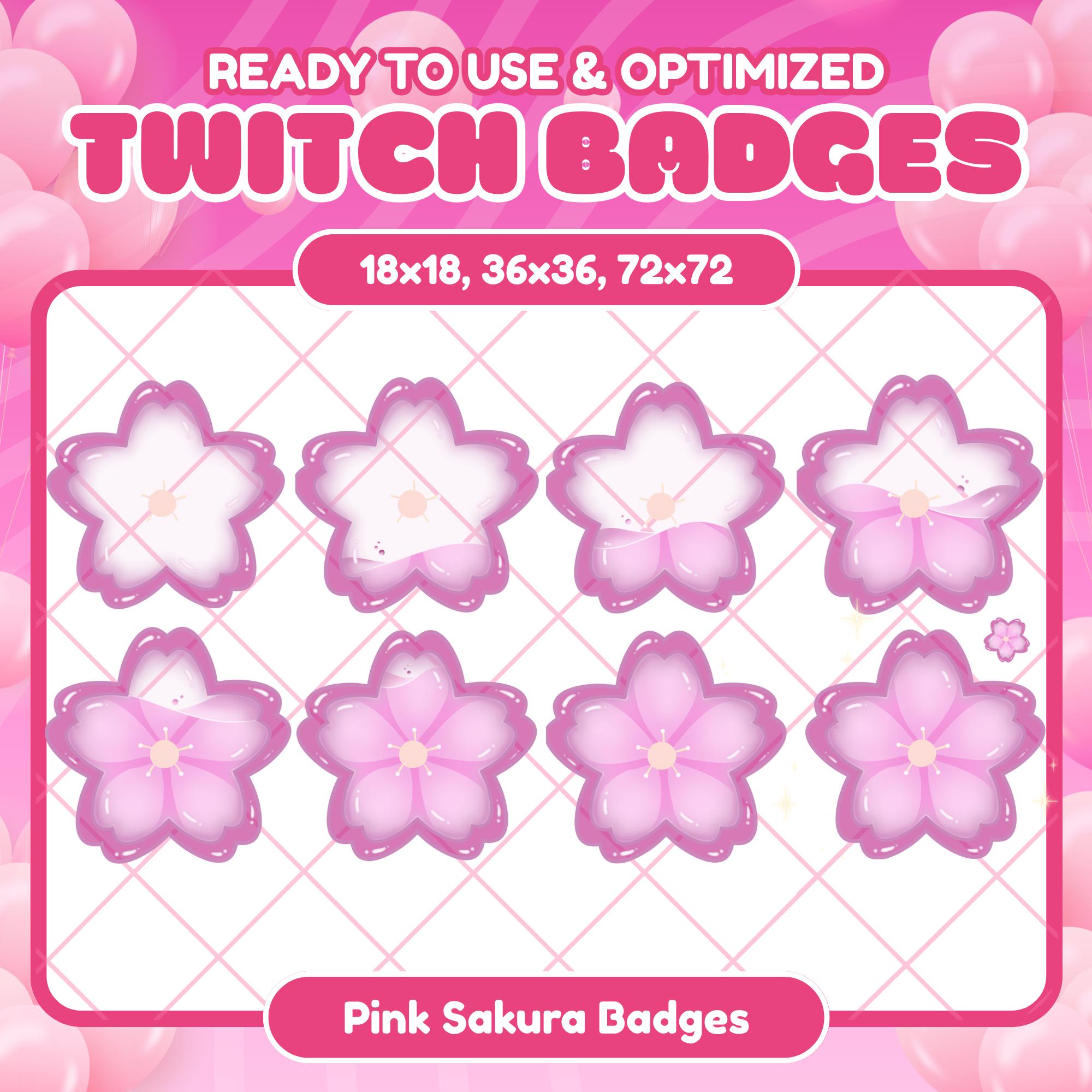 Cute Pink Sakura Twitch Sub Bit Badges / Kawaii Sakura / Cute Badges ...