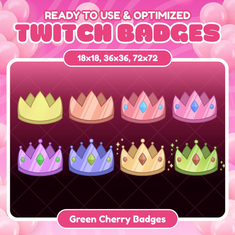 Cute Crown Twitch Sub Bit Badges / Kawaii Crown / Cute Badges for ...