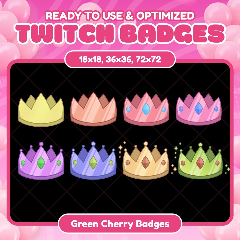 Cute Crown Twitch Sub Bit Badges / Kawaii Crown / Cute Badges for ...