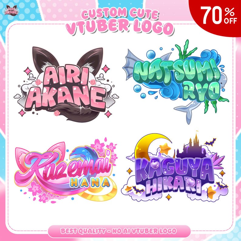Custom Cute Vtuber Logo Text or Animated | Vtuber Kawaii | Logo for ...