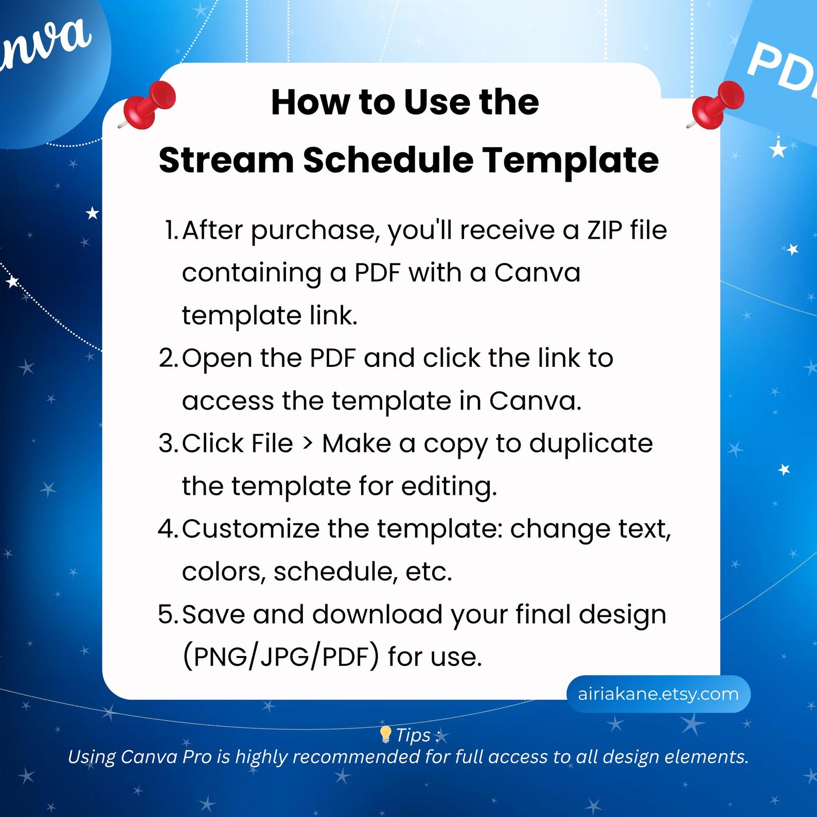 Blue Star Stream Schedule Template: Editable Canva Design (digital ...