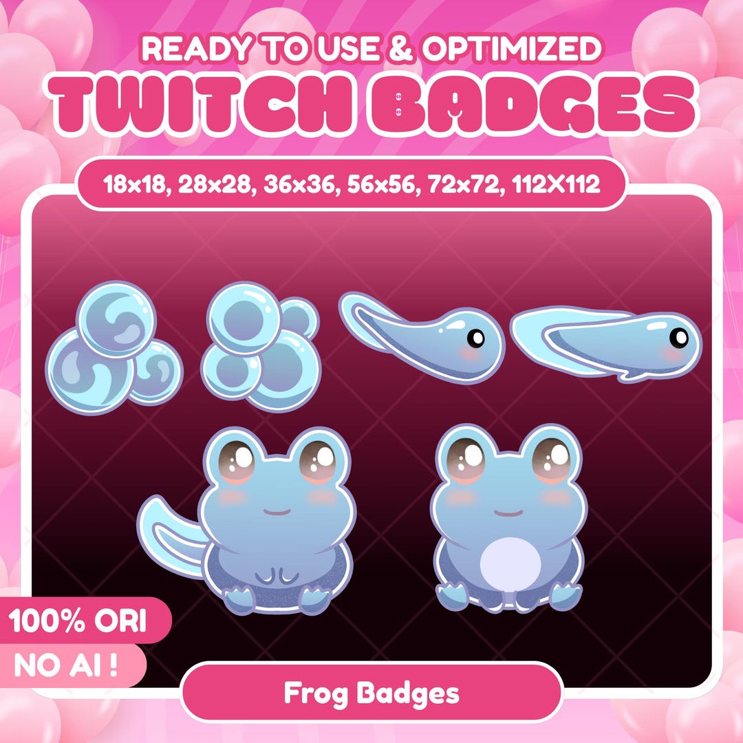 Cute Blue Frog Twitch Sub Bit Badges / Kawaii Frog / Cute Badges for ...