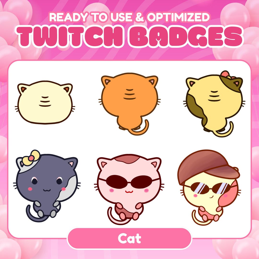 Cute Meow Cat Twitch Sub Bit Badges / Cute Badges for Streamer / Meow ...