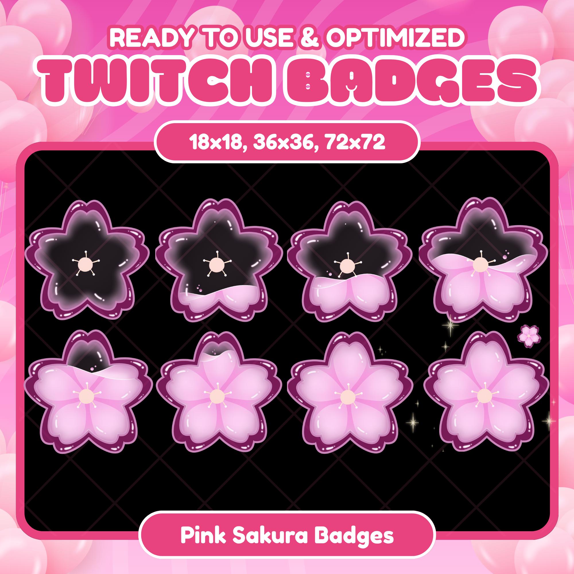 Cute Pink Sakura Twitch Sub Bit Badges / Kawaii Sakura / Cute Badges ...