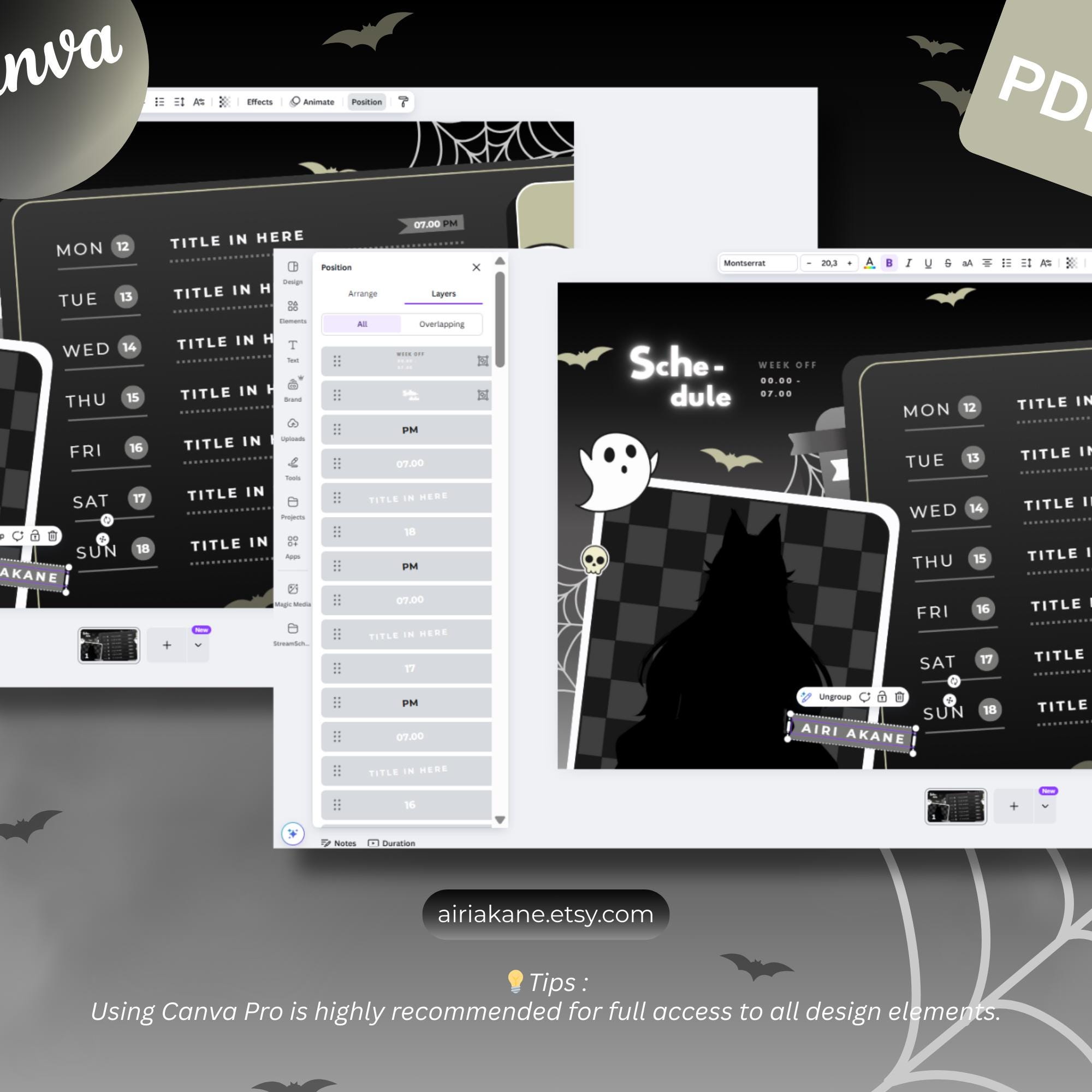 Ghost Stream Schedule Template: Spooky Canva Design (digital Download ...
