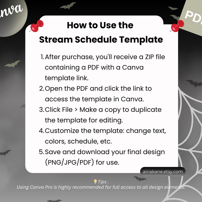 Ghost Stream Schedule Template: Spooky Canva Design (digital Download ...