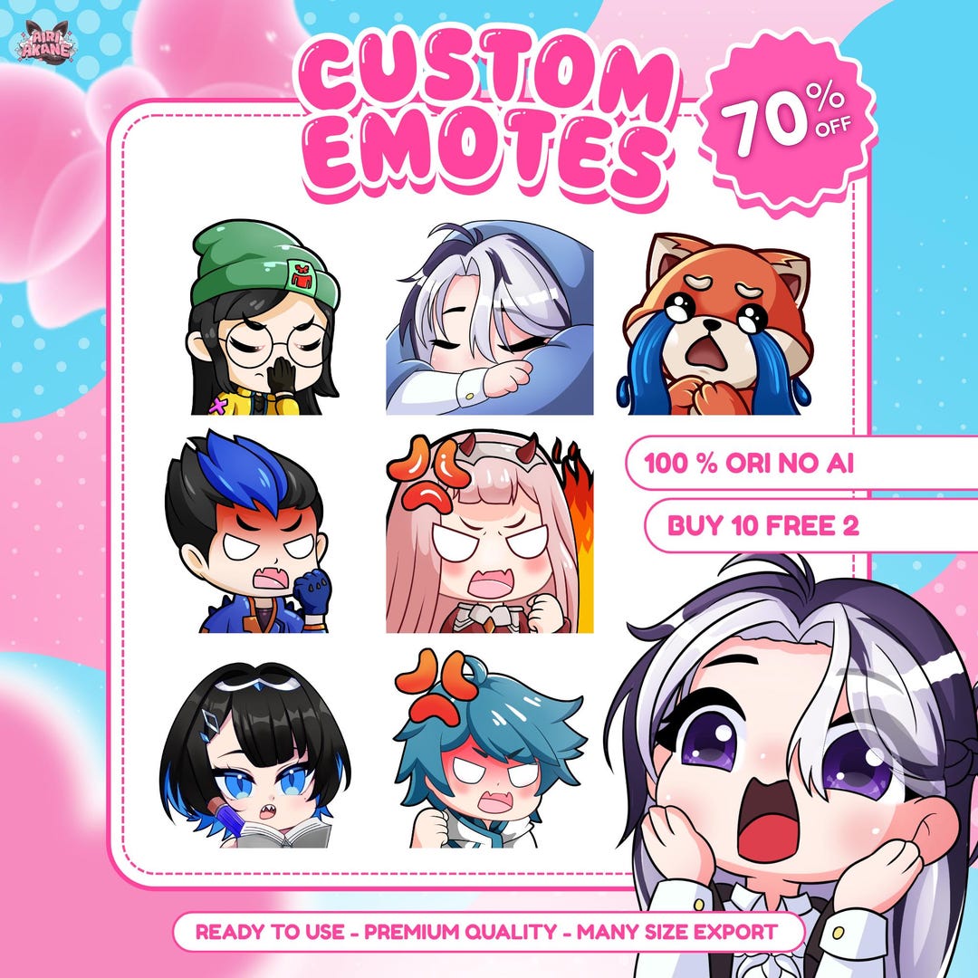 Custom Twitch Emotes, Animated Emotes, Anime Emote, Vtuber Emotes, Kick ...