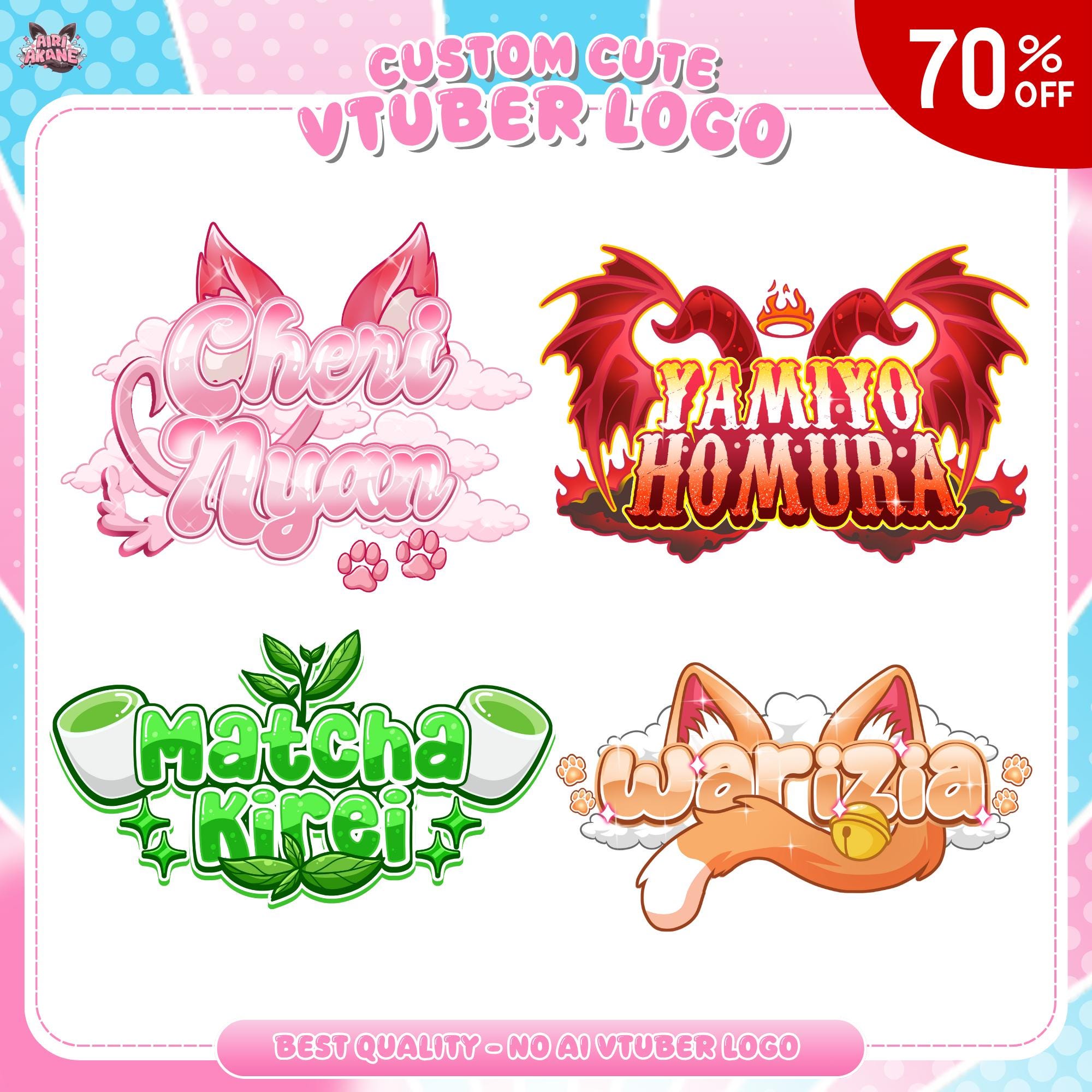 Custom Cute Vtuber Logo | Vtuber Logo, Cute Vtuber Logo, Kawaii Logo ...