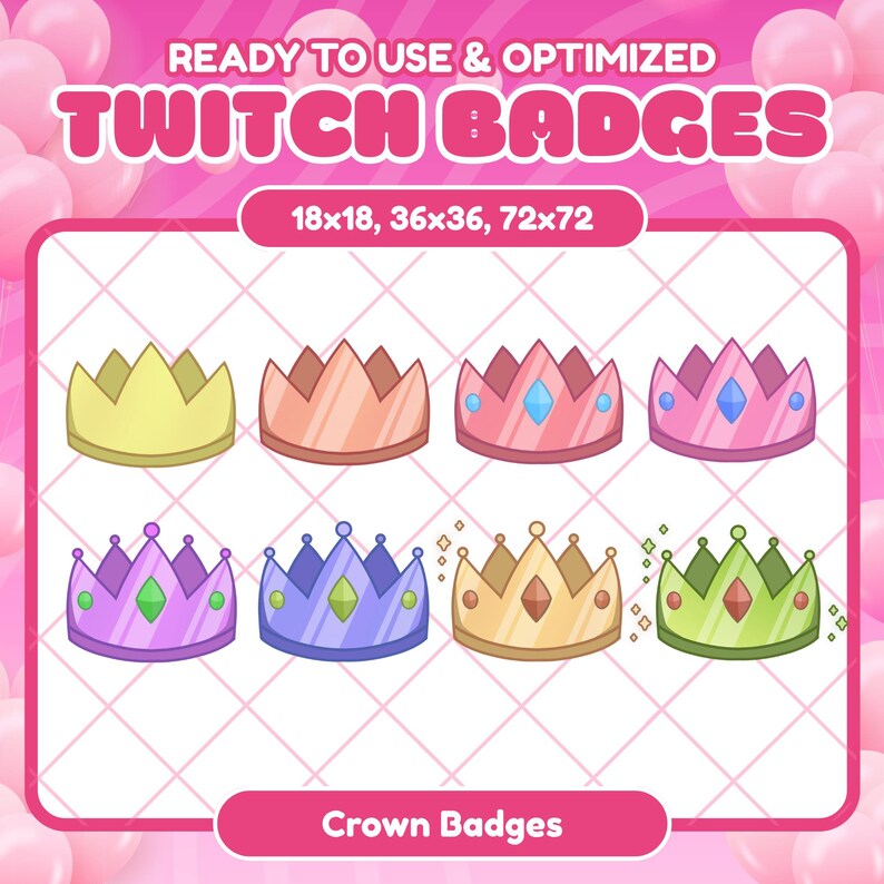 Cute Crown Twitch Sub Bit Badges / Kawaii Crown / Cute Badges for ...