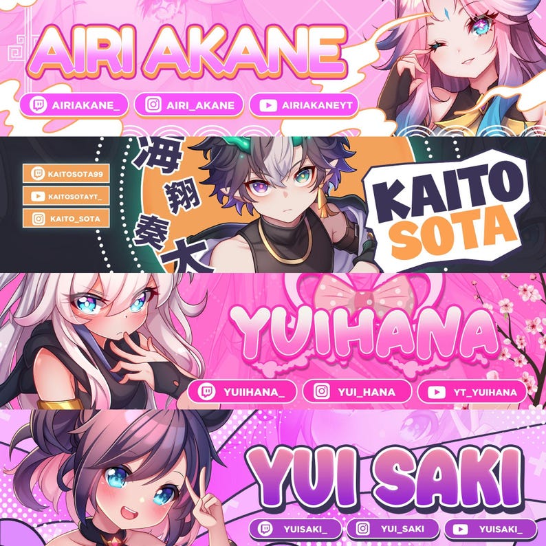 Custom Anime Streaming Banner: Twitch, Twitter, Youtube, Discord - Etsy