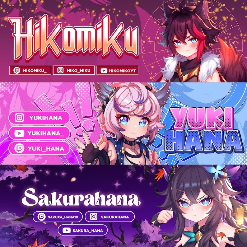 Custom Twitch Banner | Streaming Banner | Anime Banner | Customize ...