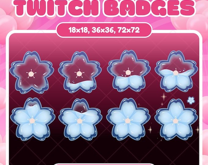 Blue Liquid Sakura Flower, Cherry Blossom Sub Badges Goals, Shining ...