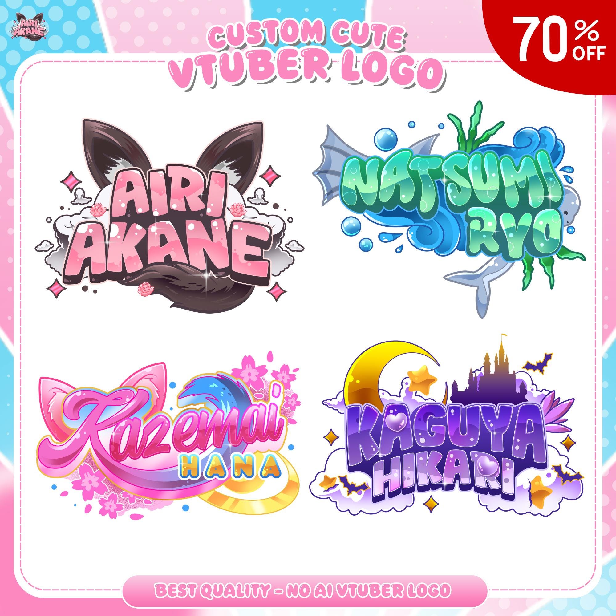 Custom Cute Vtuber Logo | Vtuber Logo, Cute Vtuber Logo, Kawaii Logo ...