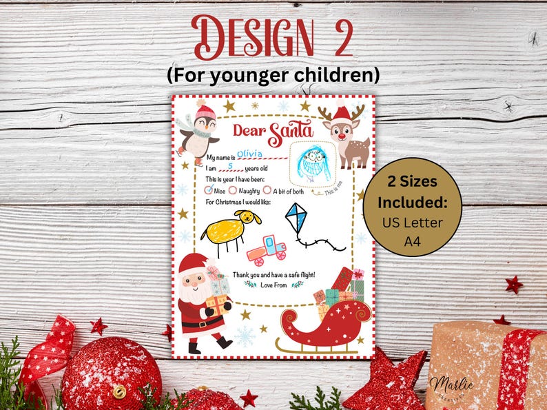 Letter to Santa With Wish List, Dear Santa Letter, Christmas Letter for ...