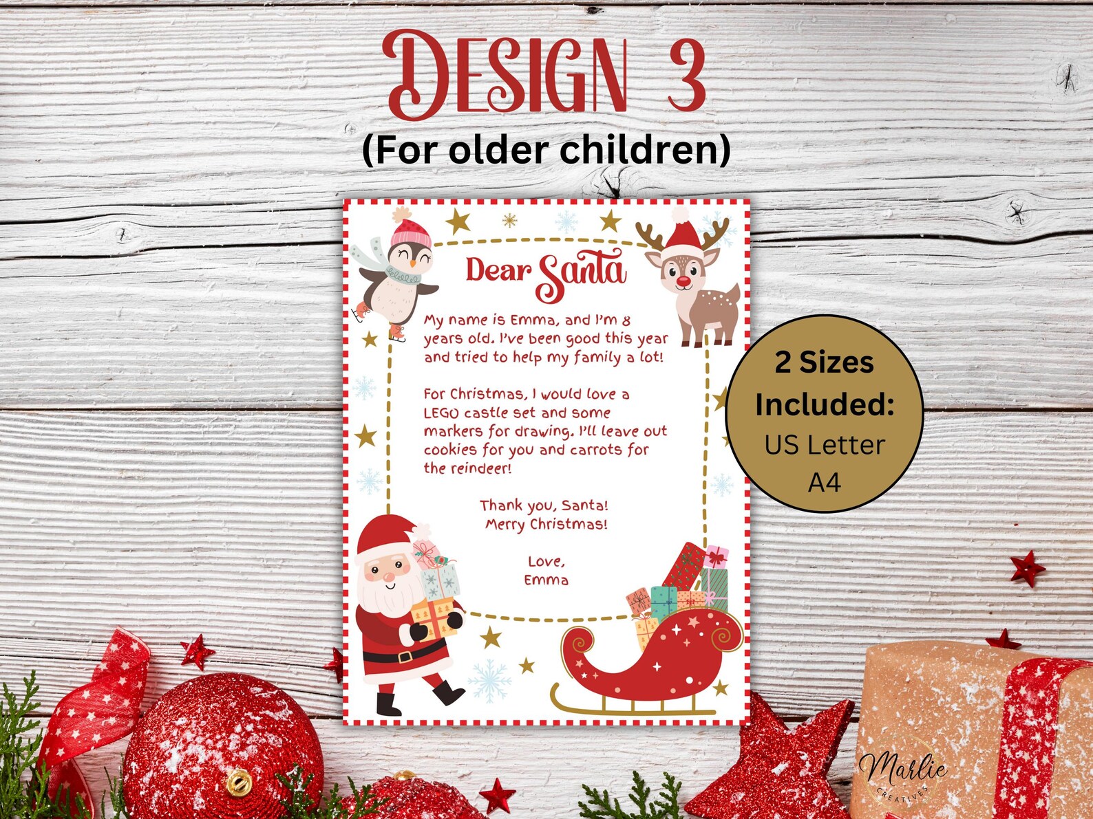 Letter to Santa With Wish List, Dear Santa Letter, Christmas Letter for ...
