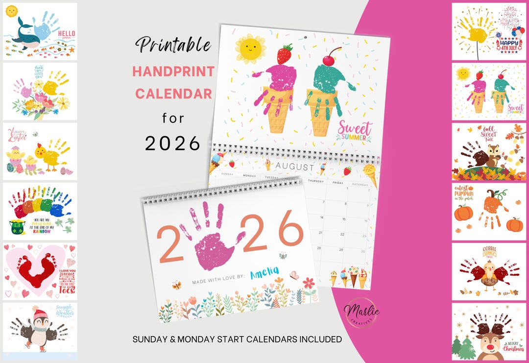 Handprint Calendar 2026: Printable Kids Art Templates for All Seasons ...
