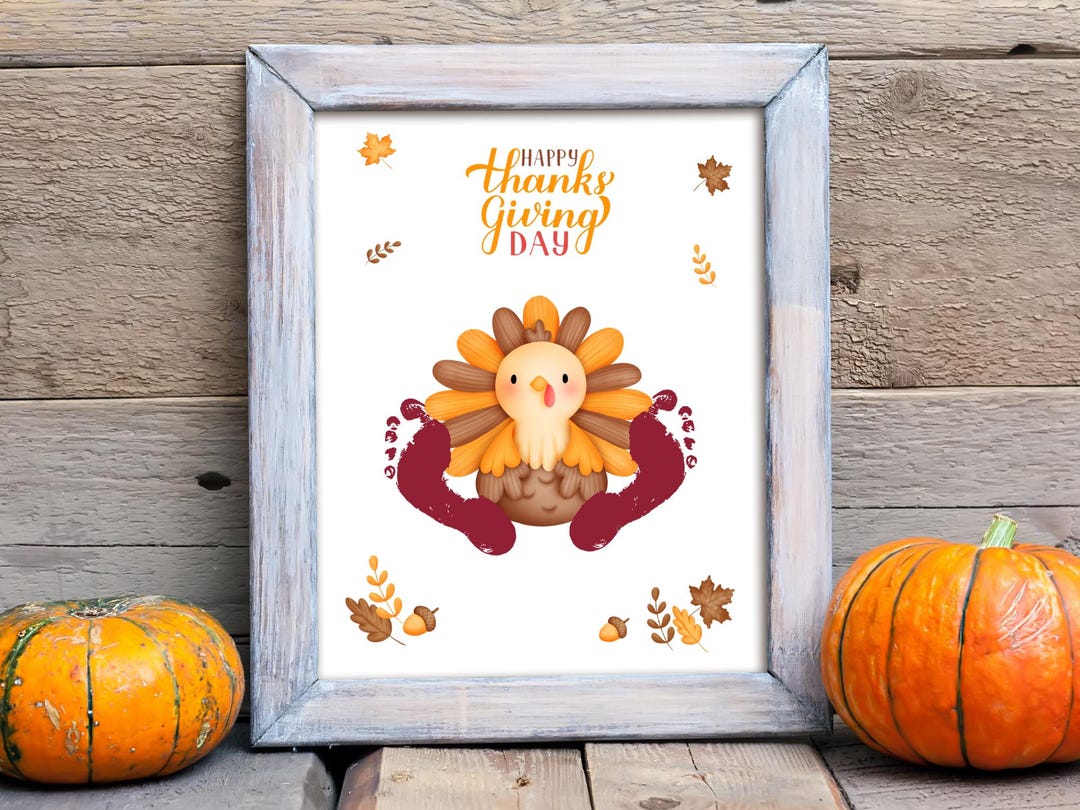 Turkey Footprint Art for Thanksgiving, Keepsake Turkey Footprint Craft ...