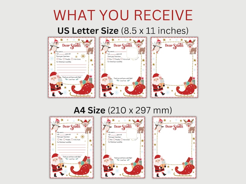 Letter to Santa With Wish List, Dear Santa Letter, Christmas Letter for ...
