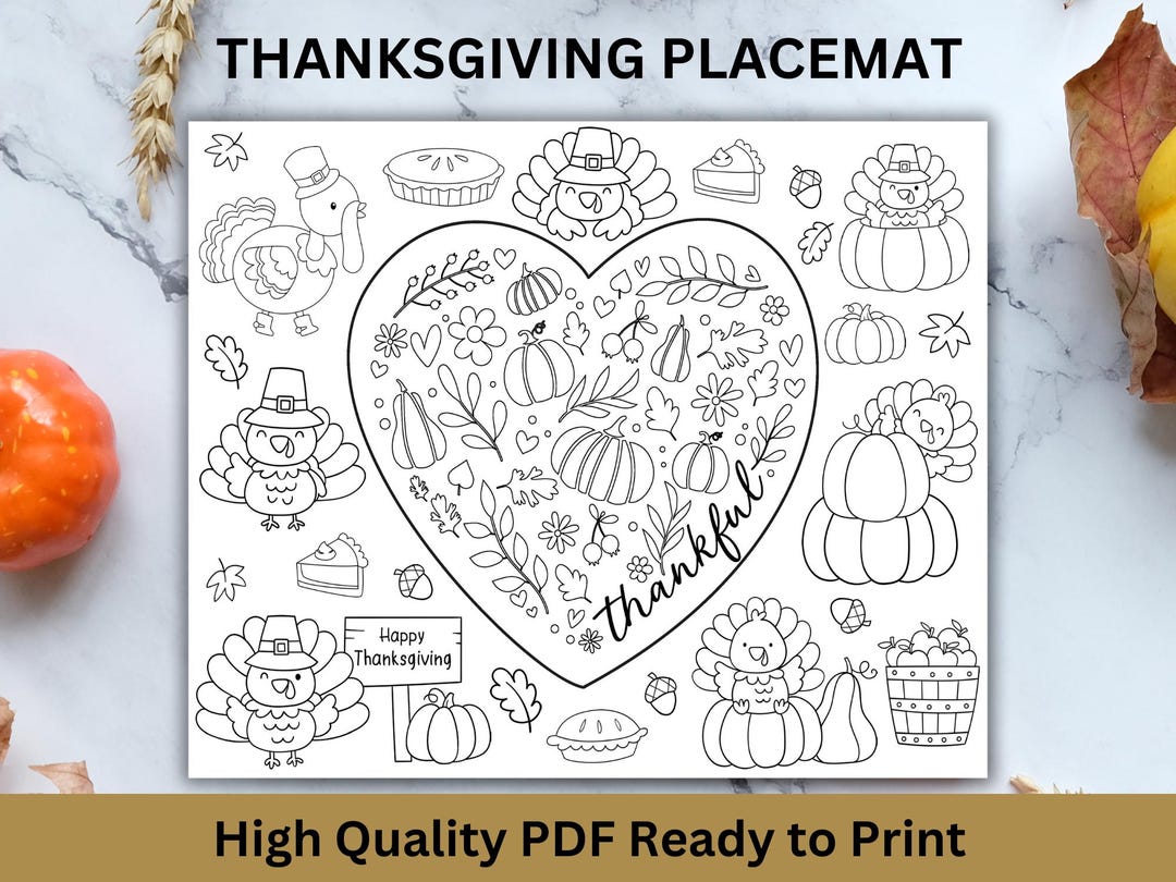 Thankful Coloring Sheet, Activity Setting for Thanksgiving Day ...
