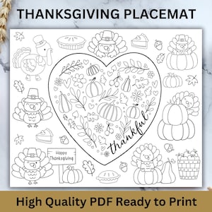 Thankful Coloring Sheet, Activity Setting for Thanksgiving Day ...