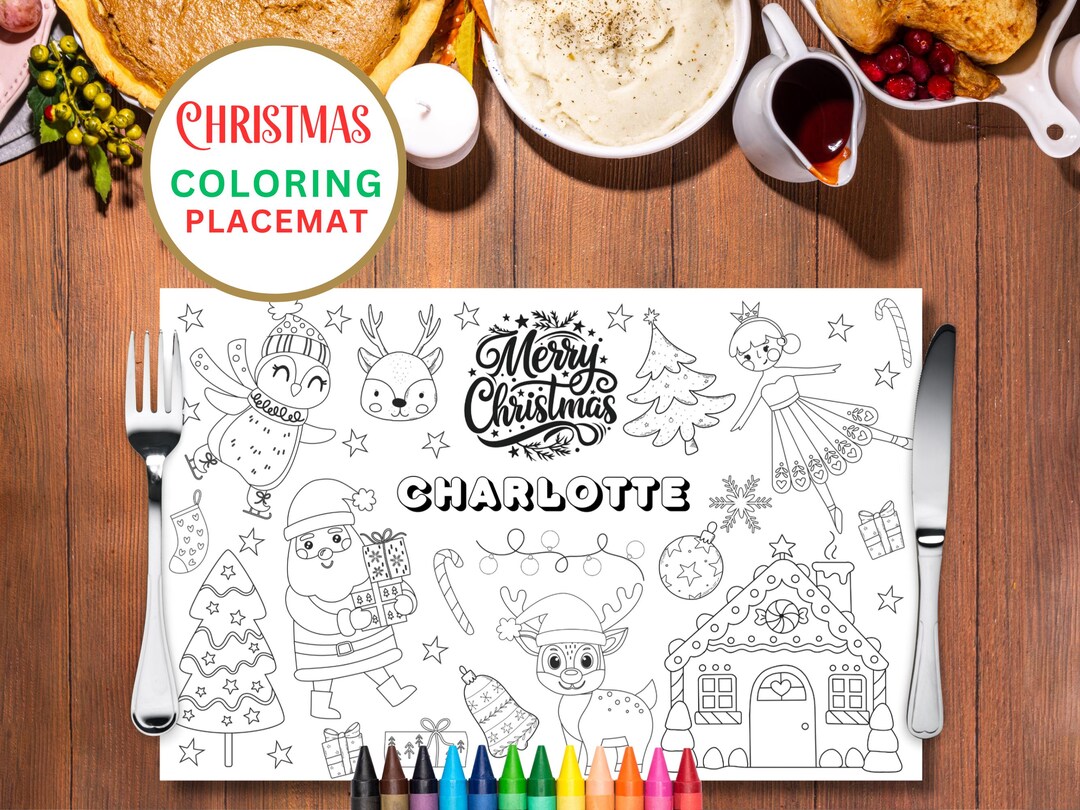 EDITABLE Christmas Coloring Placemat, Christmas Coloring Sheet ...