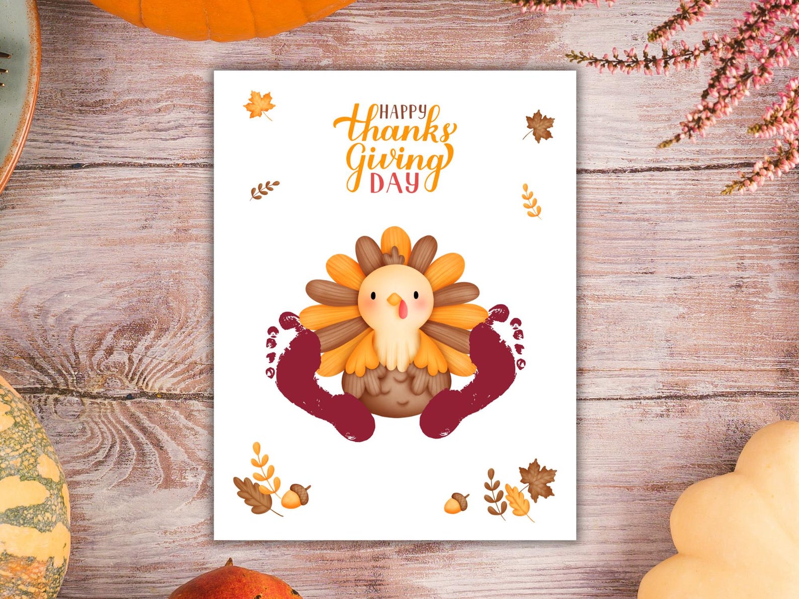 Happy Thanksgiving Handprint Art Bundle + Coloring Placemat, Turkey ...