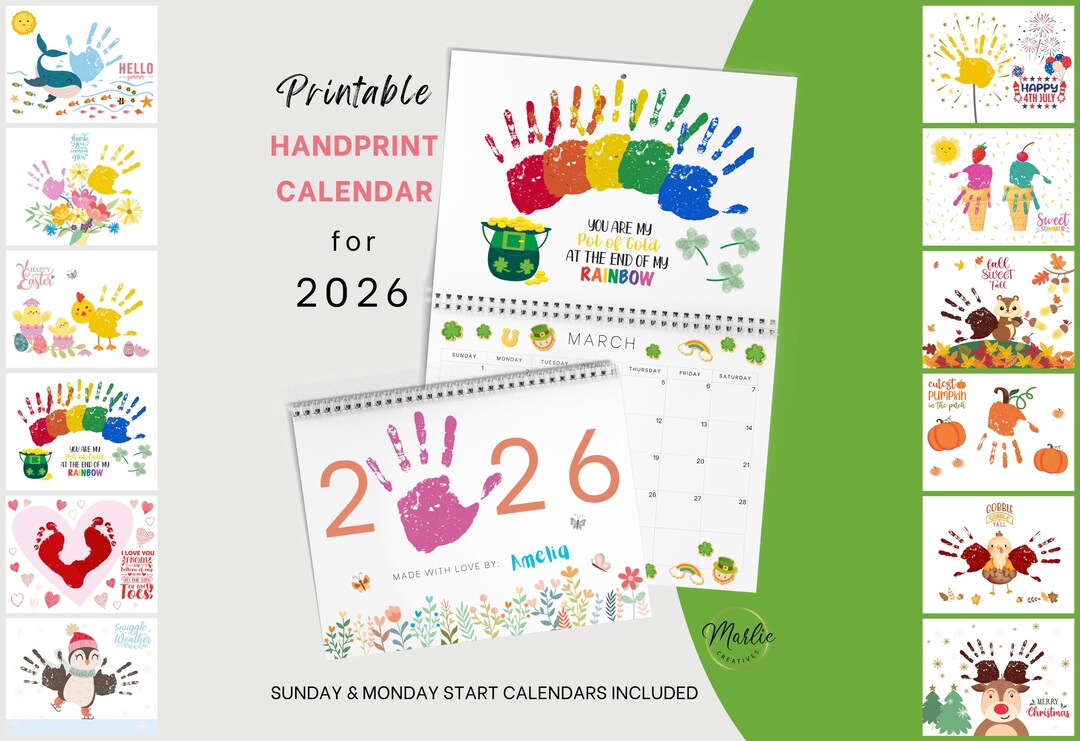 2026 Handprint & Footprint Calendar: Printable Family Craft Project - Etsy
