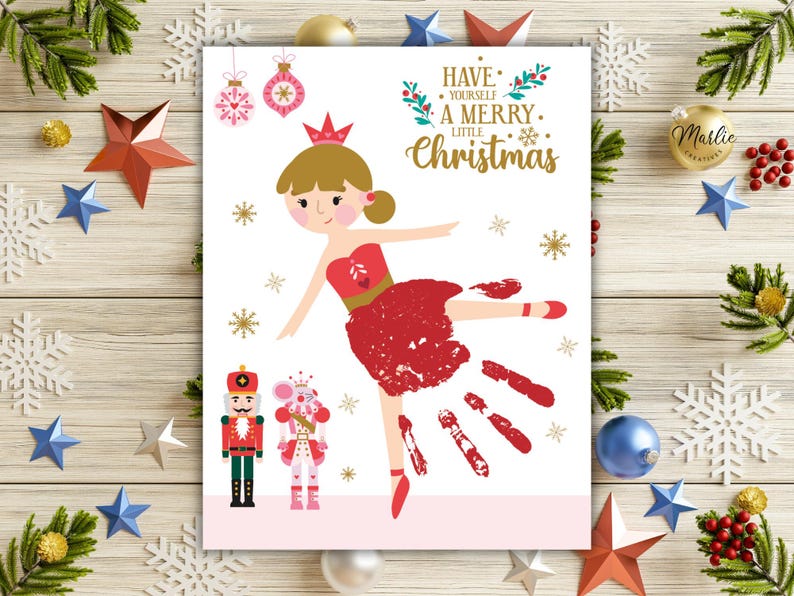 Christmas Handprint Footprint Bundle + Coloring Placemat, Xmas ...