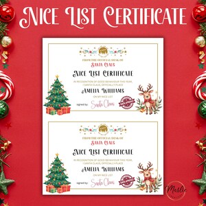 EDITABLE Letter From Santa and Nice List Certificate, Santa Claus ...