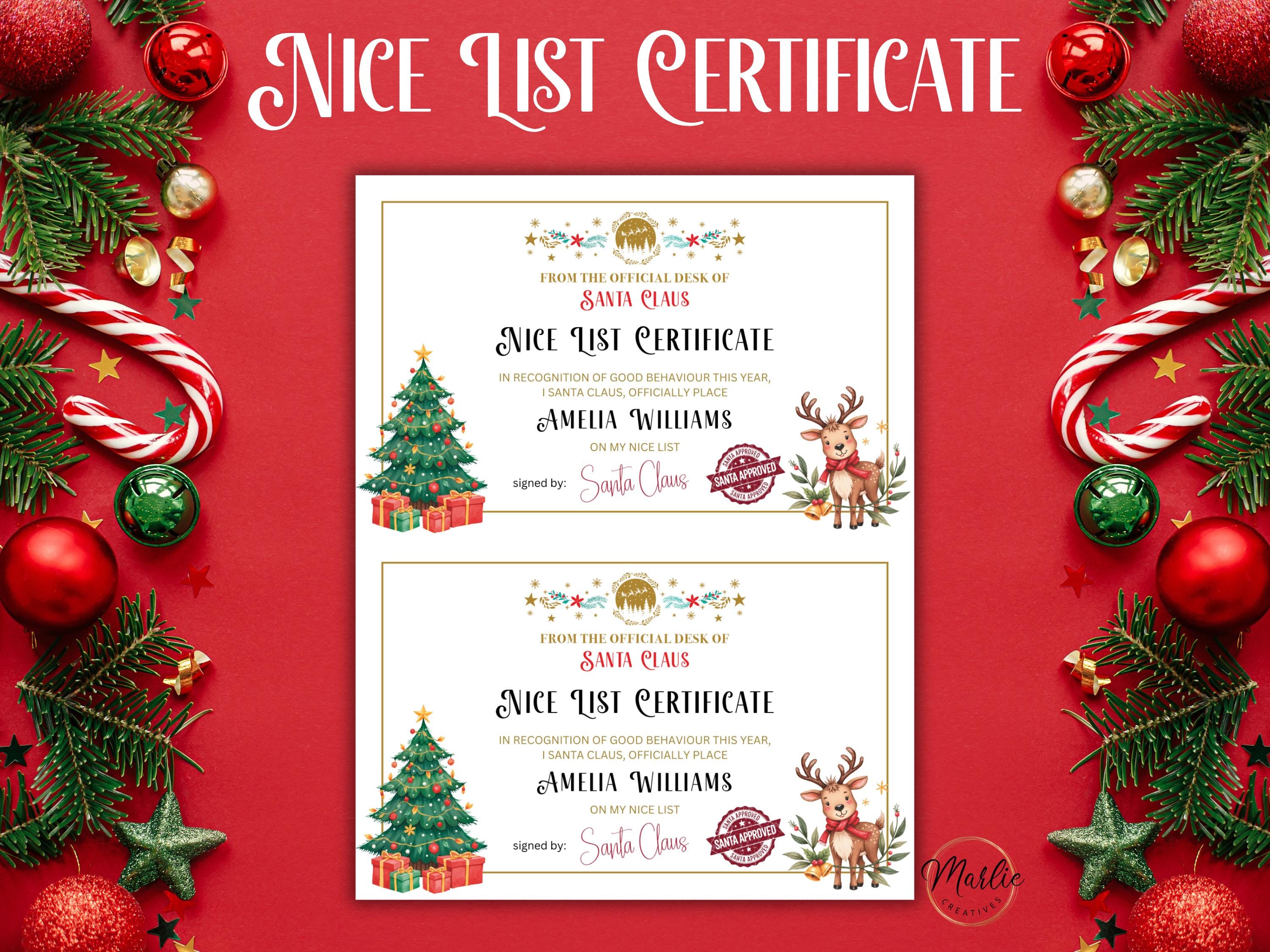 EDITABLE Letter From Santa and Nice List Certificate, Santa Claus ...