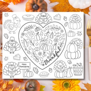 Thankful Coloring Sheet, Activity Setting for Thanksgiving Day ...