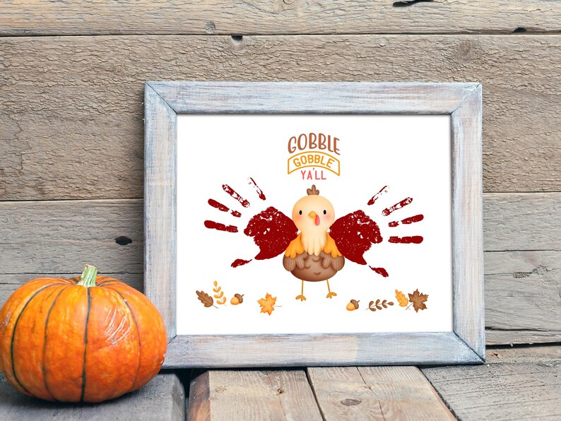 Happy Thanksgiving Handprint Art Bundle + Coloring Placemat, Turkey ...