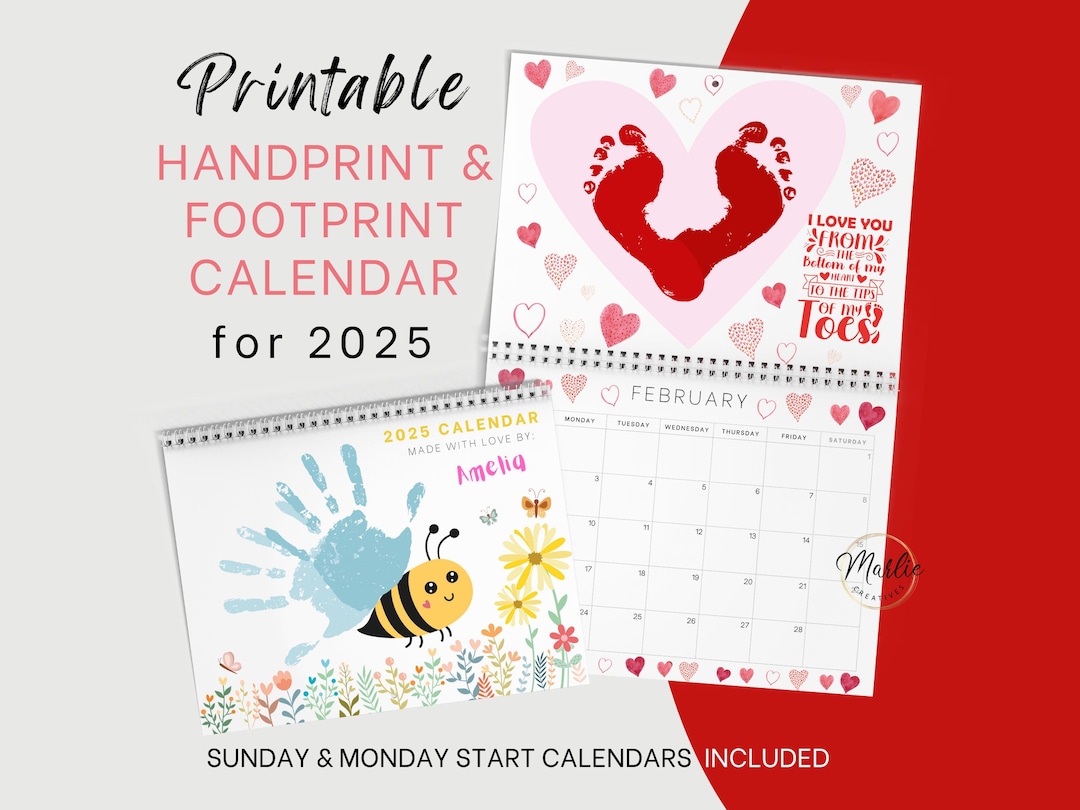 Handprint Footprint Calendar 2025, Handprint Bundle, Winter Handprint ...