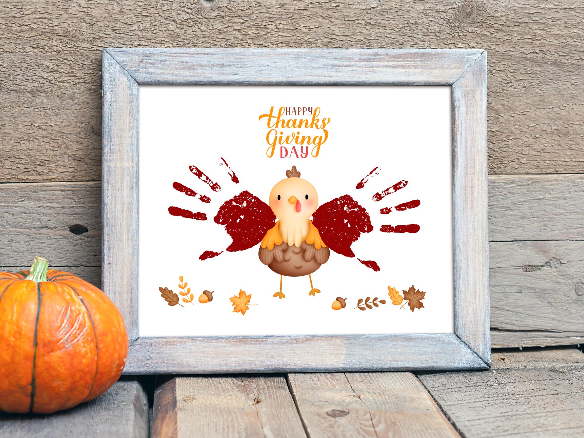 Keepsake Turkey Handprint Art, Happy Thanksgiving Handprint Art, Fall ...