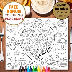 Happy Thanksgiving Handprint Art Bundle + Coloring Placemat, Turkey ...