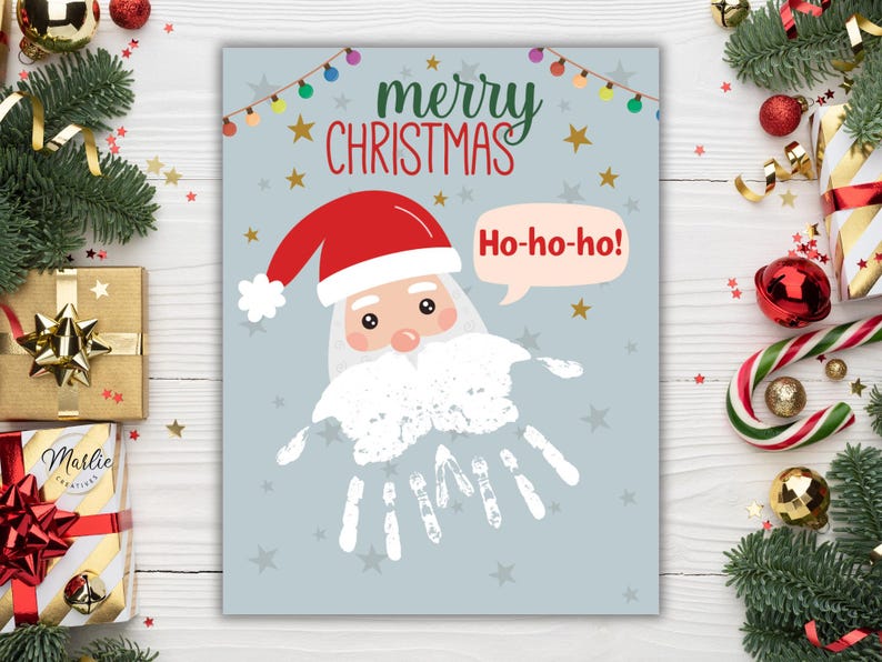 Santa Handprint Art, Christmas Handprint Craft, Xmas Handprint Art ...