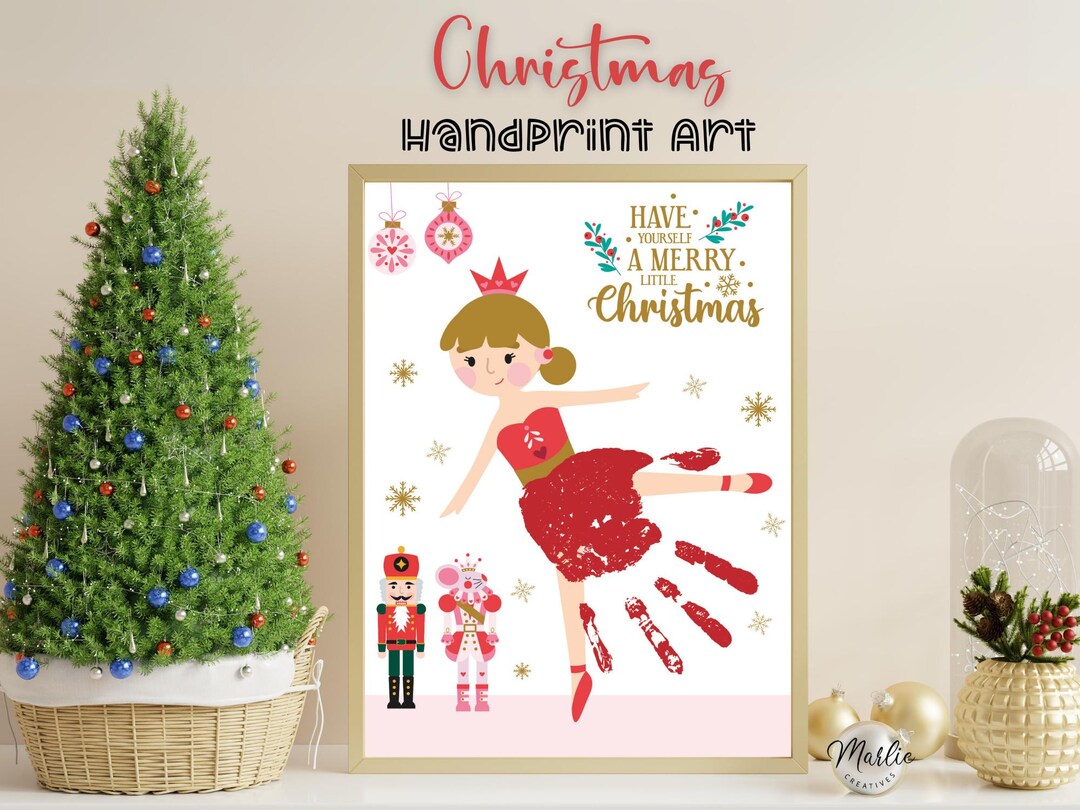 Princess Ballerina Handprint Art, Christmas Handprint Craft, Xmas ...