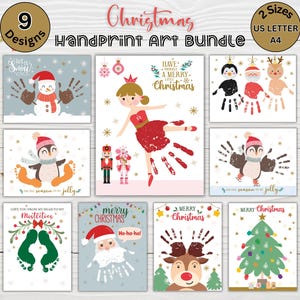 Christmas Handprint Footprint Bundle + Coloring Placemat, Xmas ...