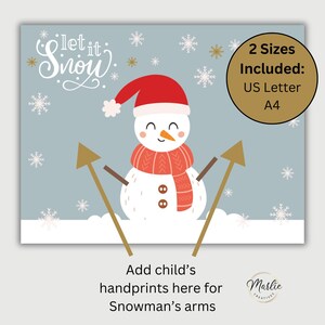 Christmas Handprint Gift, Snowman Handprint Craft, Winter Holiday ...